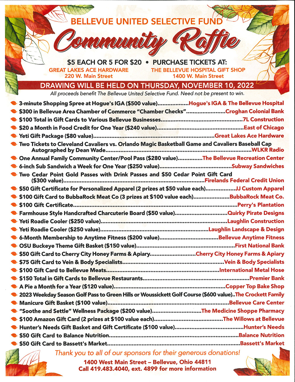 Bellevue United Selective Fund – Community Raffle – City of Bellevue